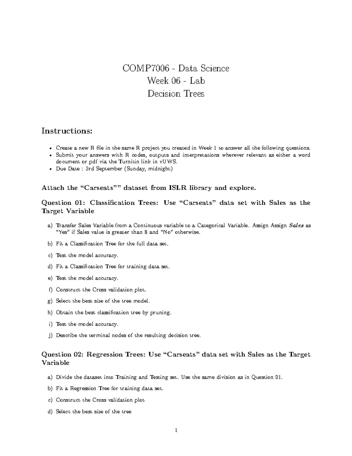 Week6 Lab - Lecture - COMP7006 - Data Science Week 06 - Lab Decision ...
