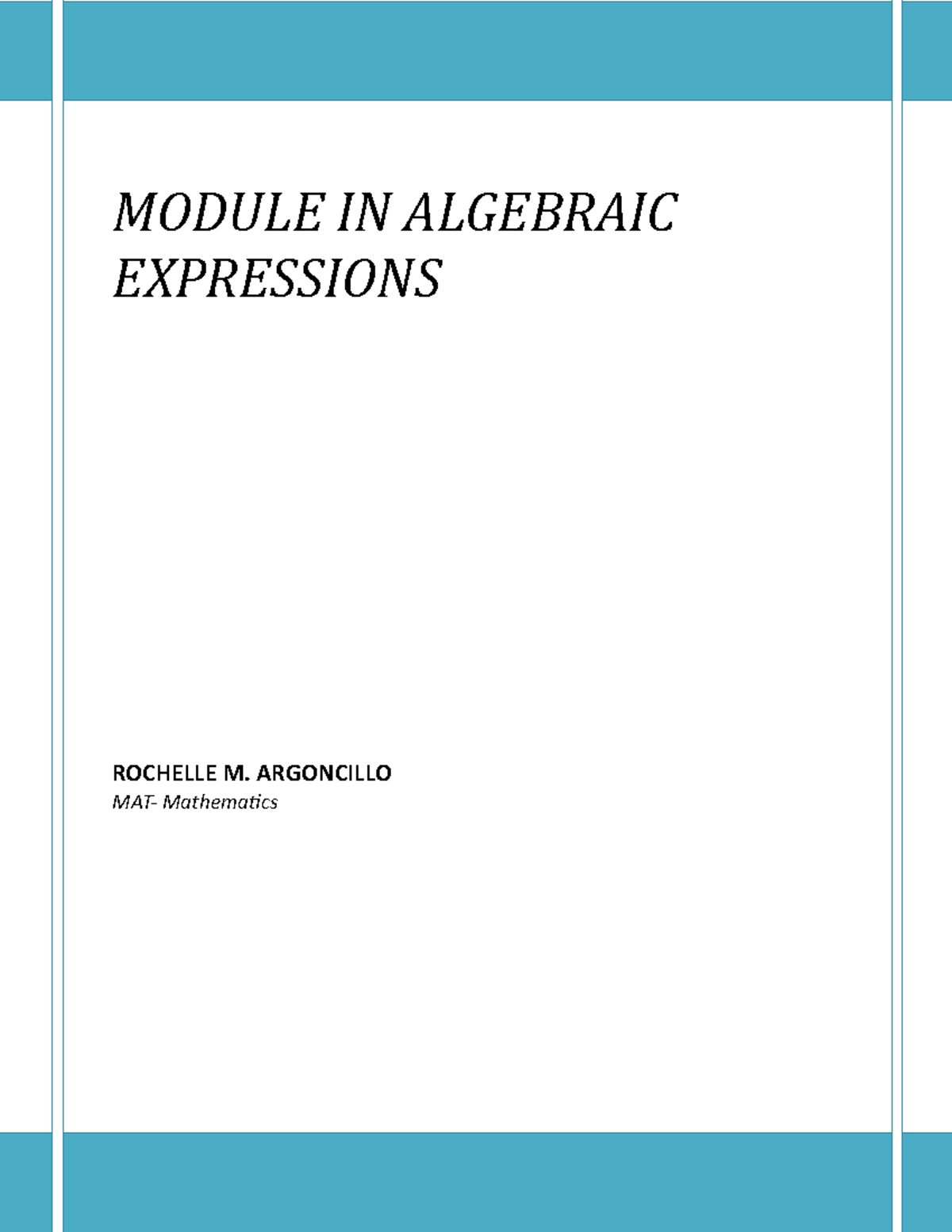 Module in Algebraic Expressions - MODULE IN ALGEBRAIC EXPRESSIONS ...