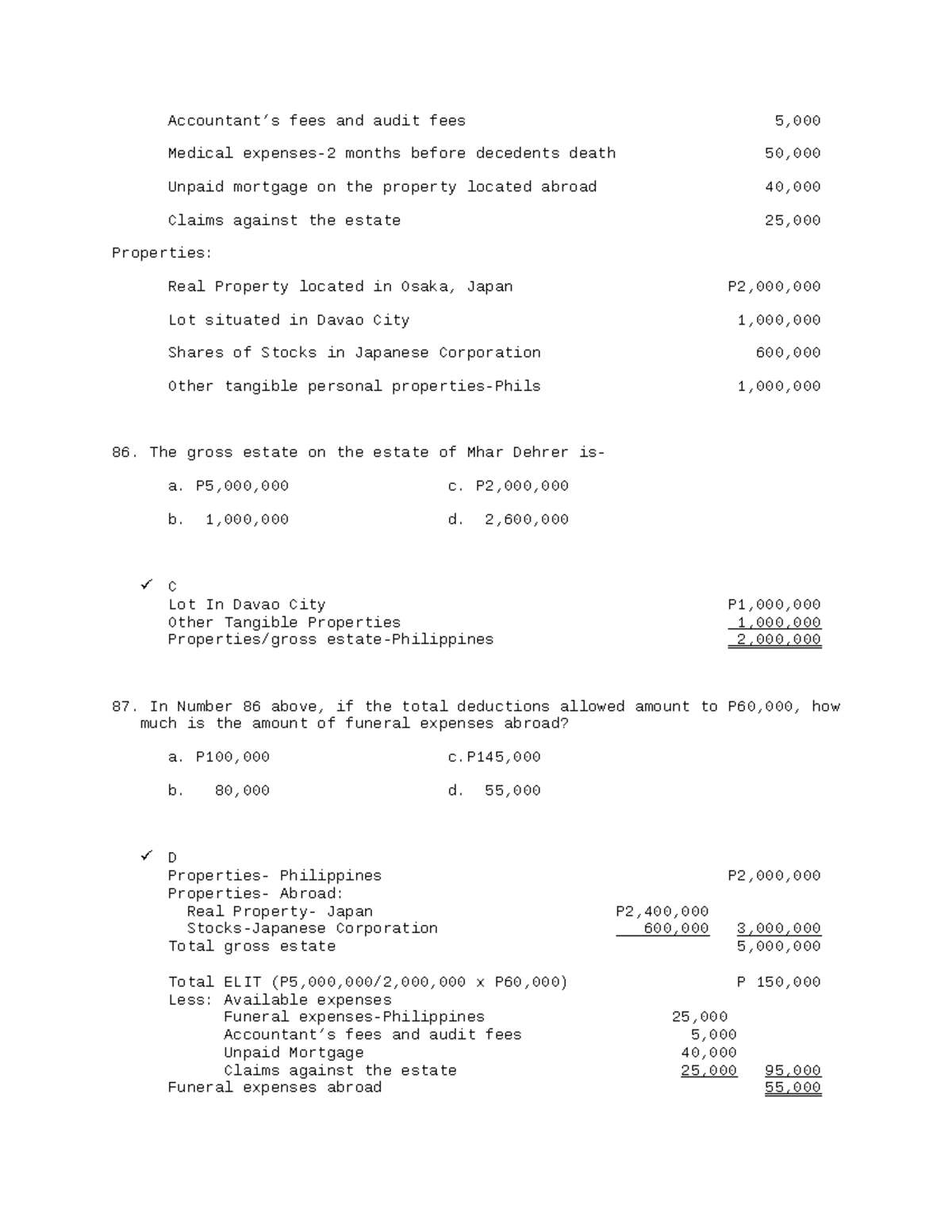 CPA Reviewer IN Taxation - Accountant’s fees and audit fees 5 ...