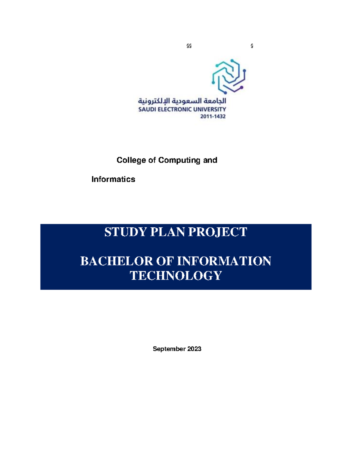 Bs it program plan specification september 23 - §§ § College of ...