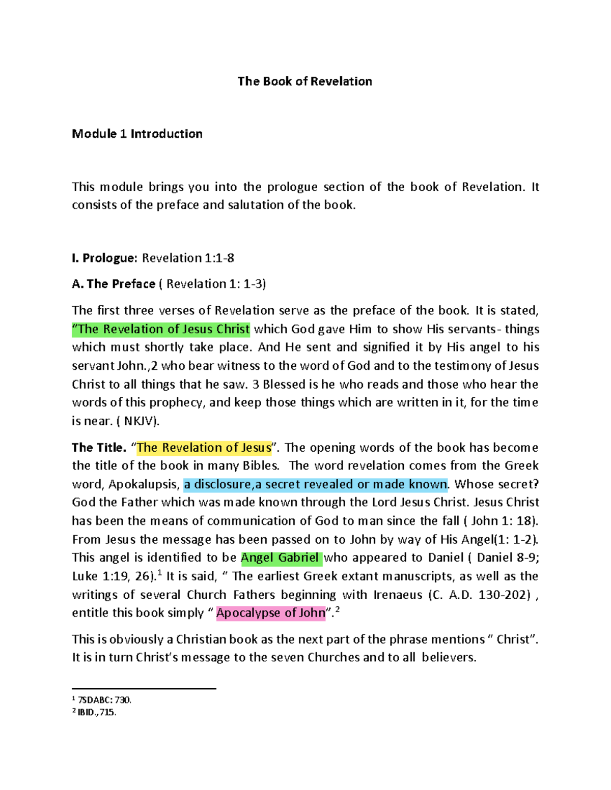 Intro Revelation - WDIAjoido - The Book of Revelation Module 1 ...