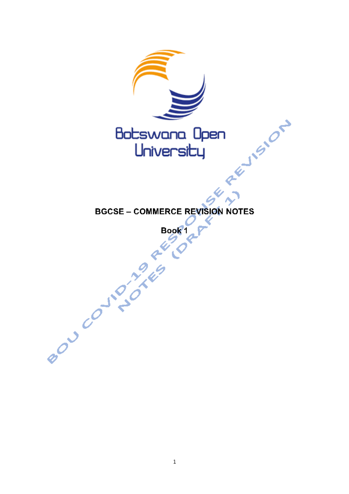 Bgcse Commerce Revision book 1 - BGCSE – COMMERCE REVISION NOTES Book 1 ...