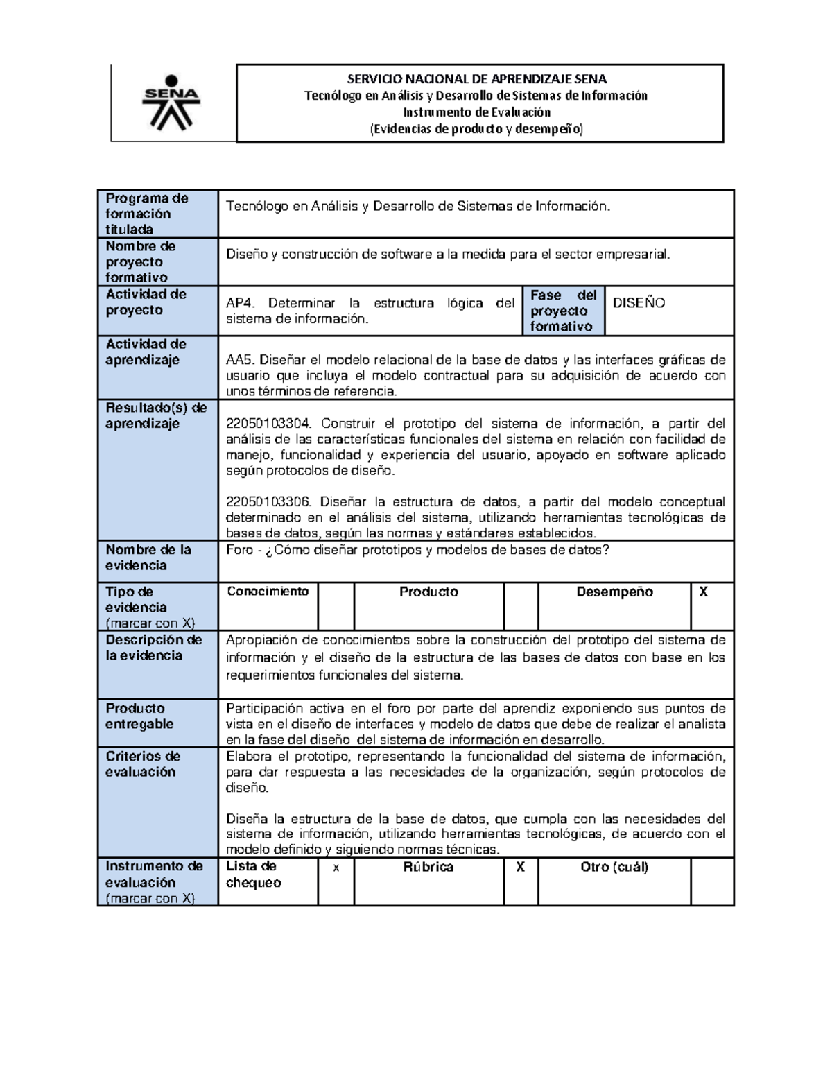 IE AP04 AA5 EV03 Foro Diseno Prototipo Base Datos SI - SERVICIO NACIONAL DE APRENDIZAJE SENA ...