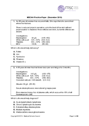 practice paper for final years, - Questions and Correct Answer Keys ...
