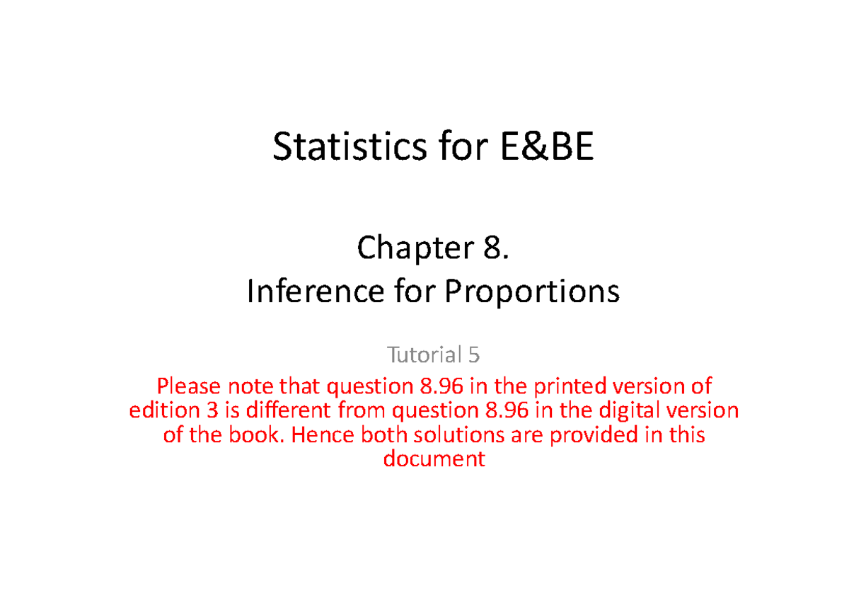 Tutorial 5 - Statistics for E&amp;BE Chapter 8. Inference for ...