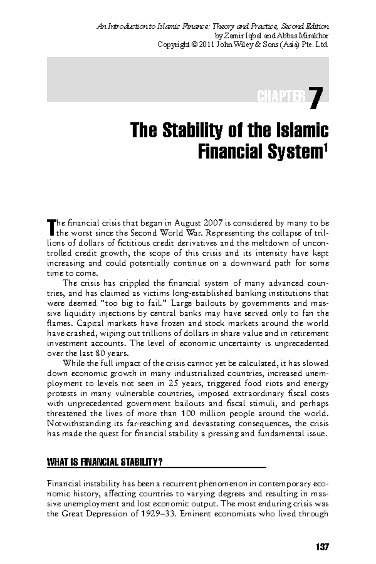 The Stability of the Islamic Financial System - 137 CHAPTER 7 The ...