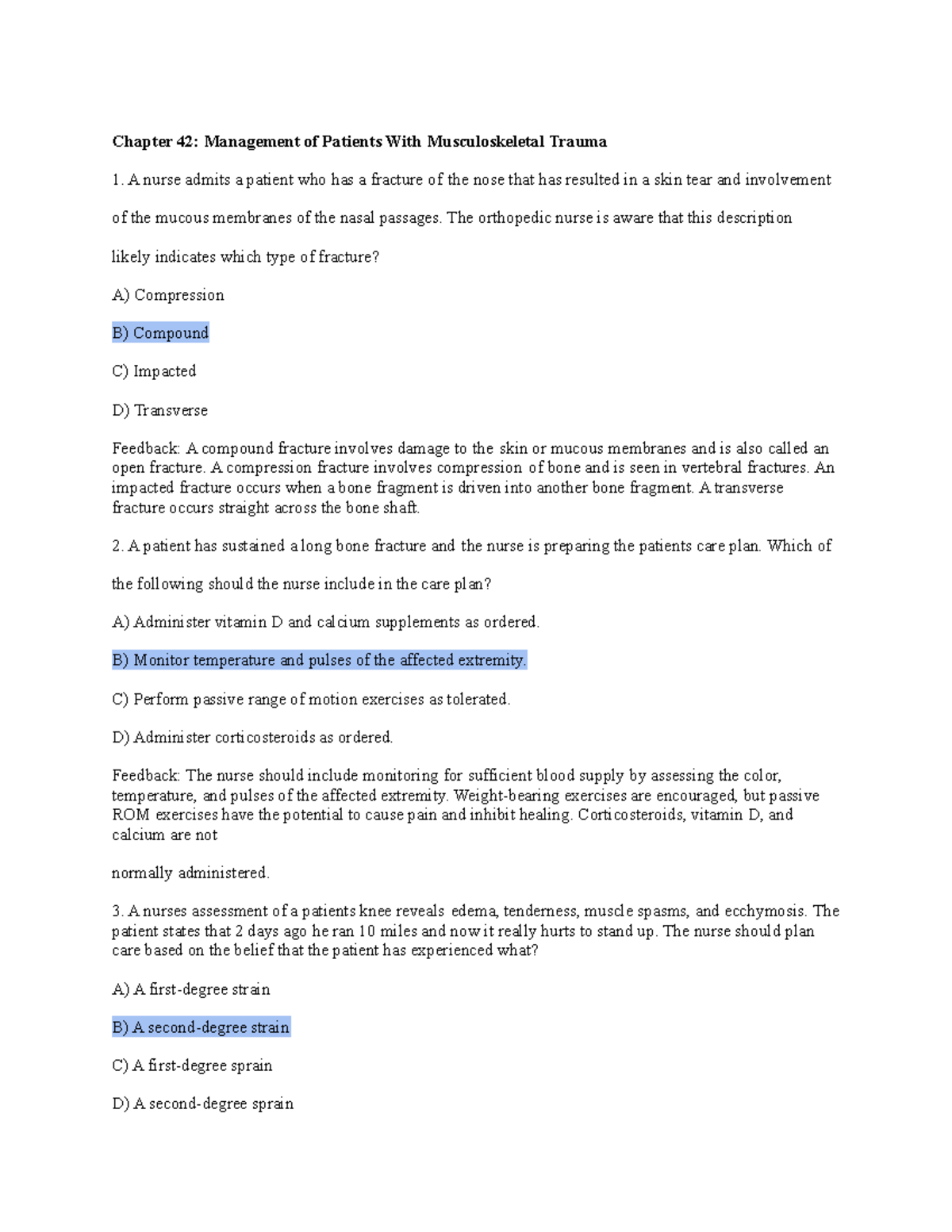 CH 42 - CH 42 REVIEW QUESTIONS - Chapter 42: Management of Patients ...