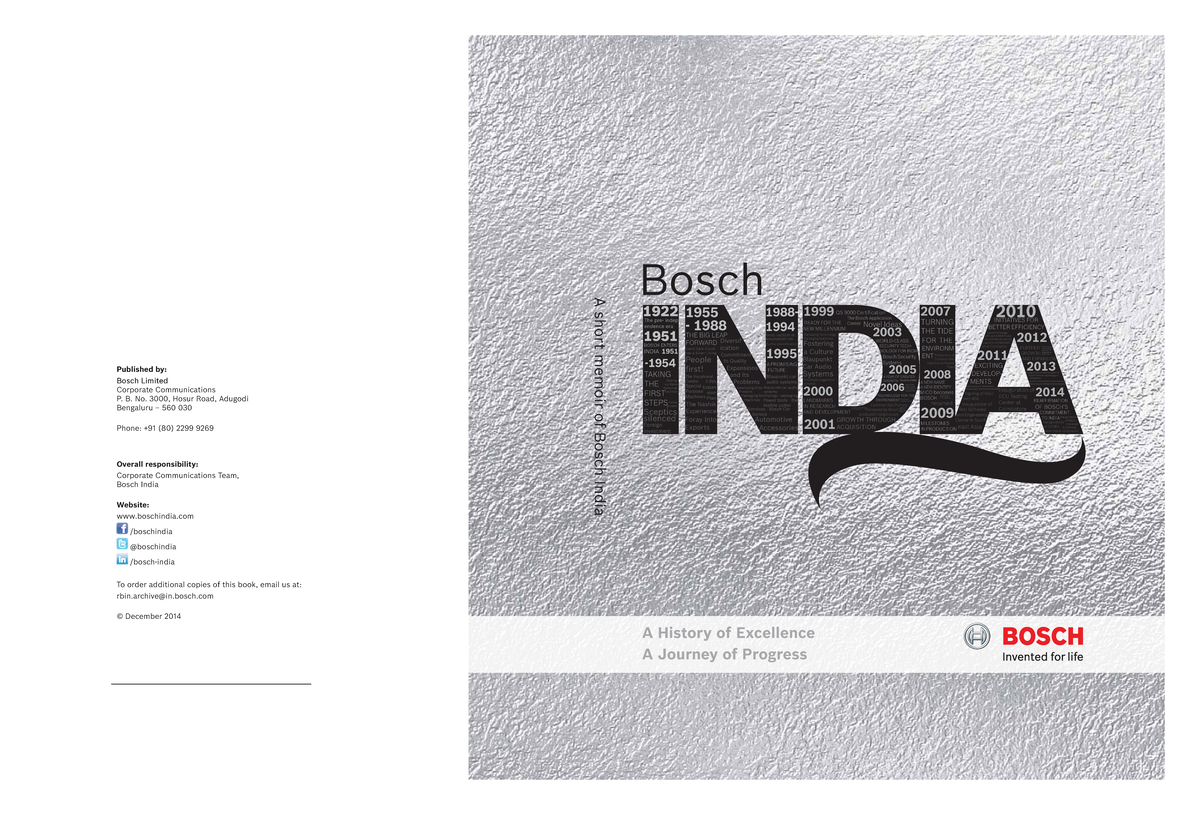 Bosch in india golden book - A History of Excellence A Journey of ...