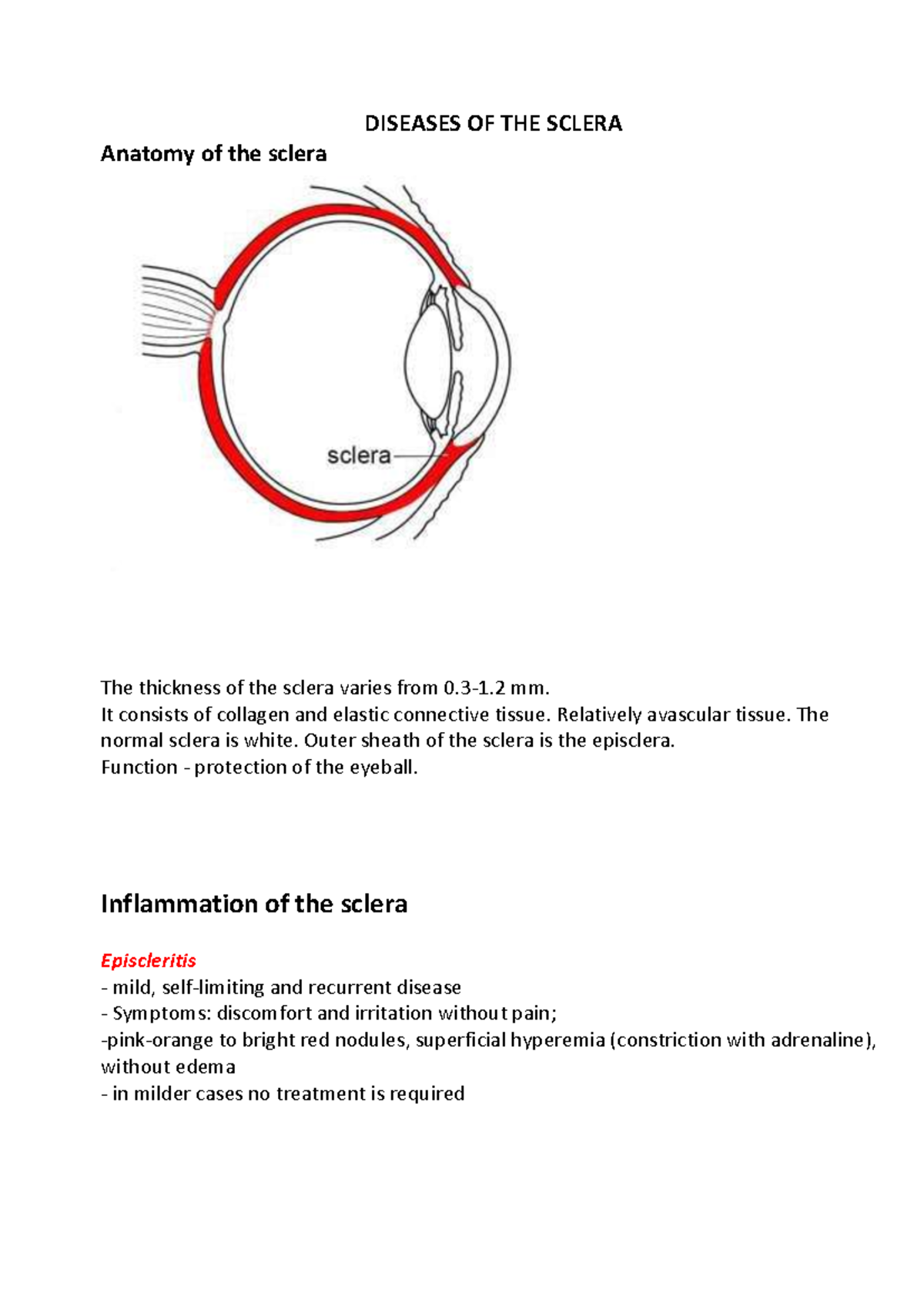 Sclera, uvea-pdf - DISEASES OF THE SCLERA Anatomy of the sclera The ...