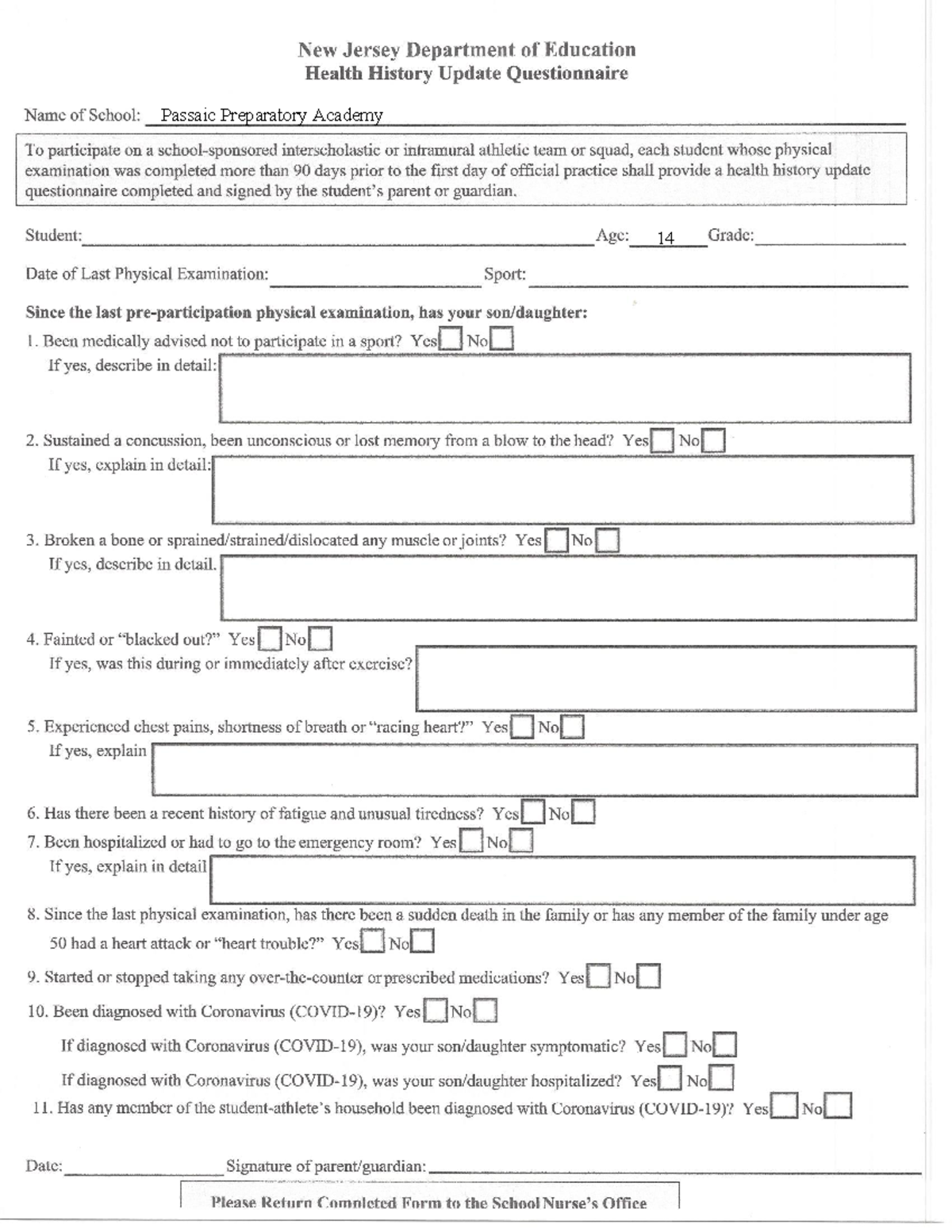 Health history form eng - New Jersey Department of Education Health ...