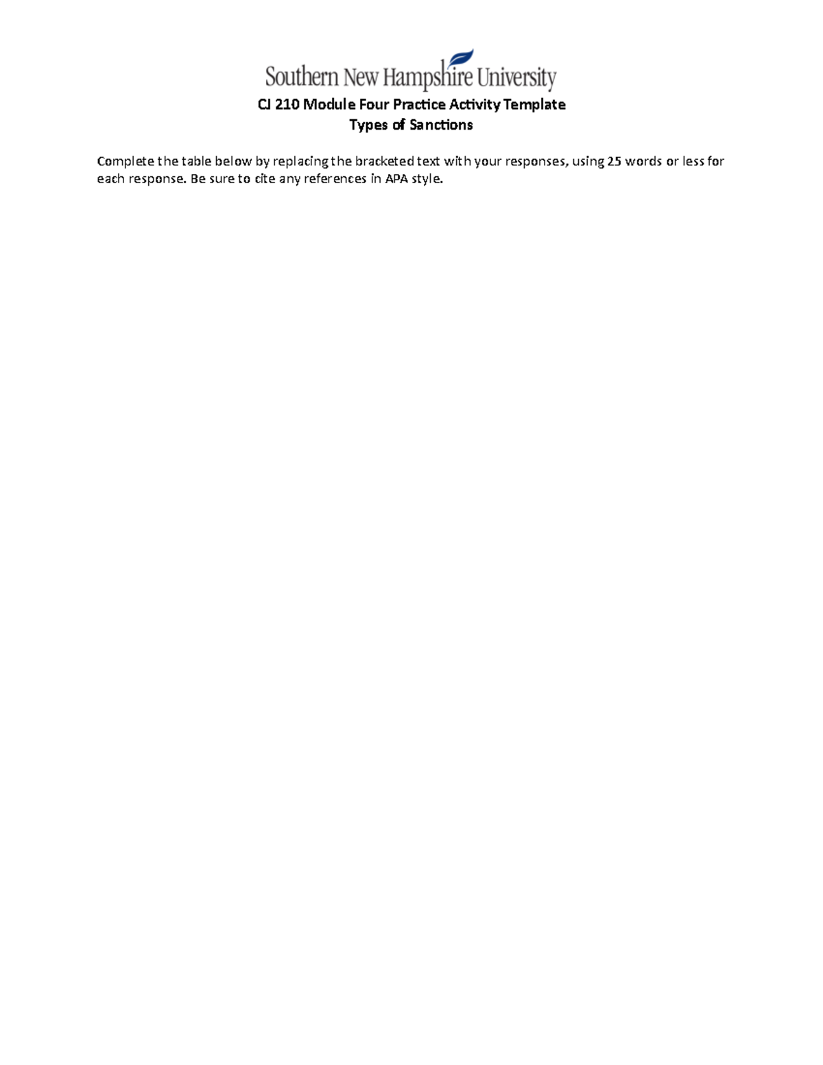 CJ 210 4-1 Module Four Practice Activity Template - CJ 210 Module Four ...