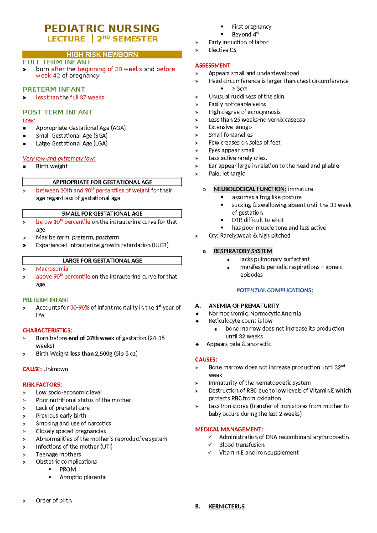 Pediatric Nursing - Notes that can help you. - PEDIATRIC NURSING ...