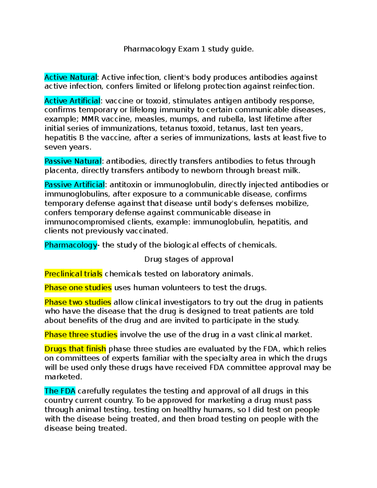 Pharmocology Exam 1 study guide - Pharmacology Exam 1 study guide ...