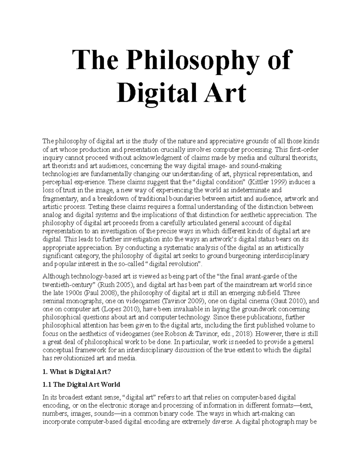 Lecture 47 The Philosophy of Digital Art - The Philosophy of Digital ...