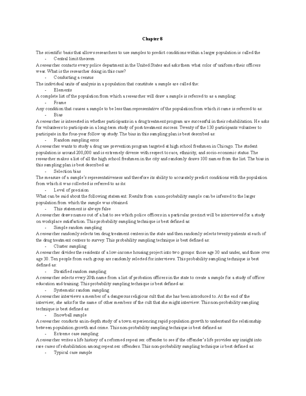 Final research methods quiz questions - Chapter 8 The scientific basis ...