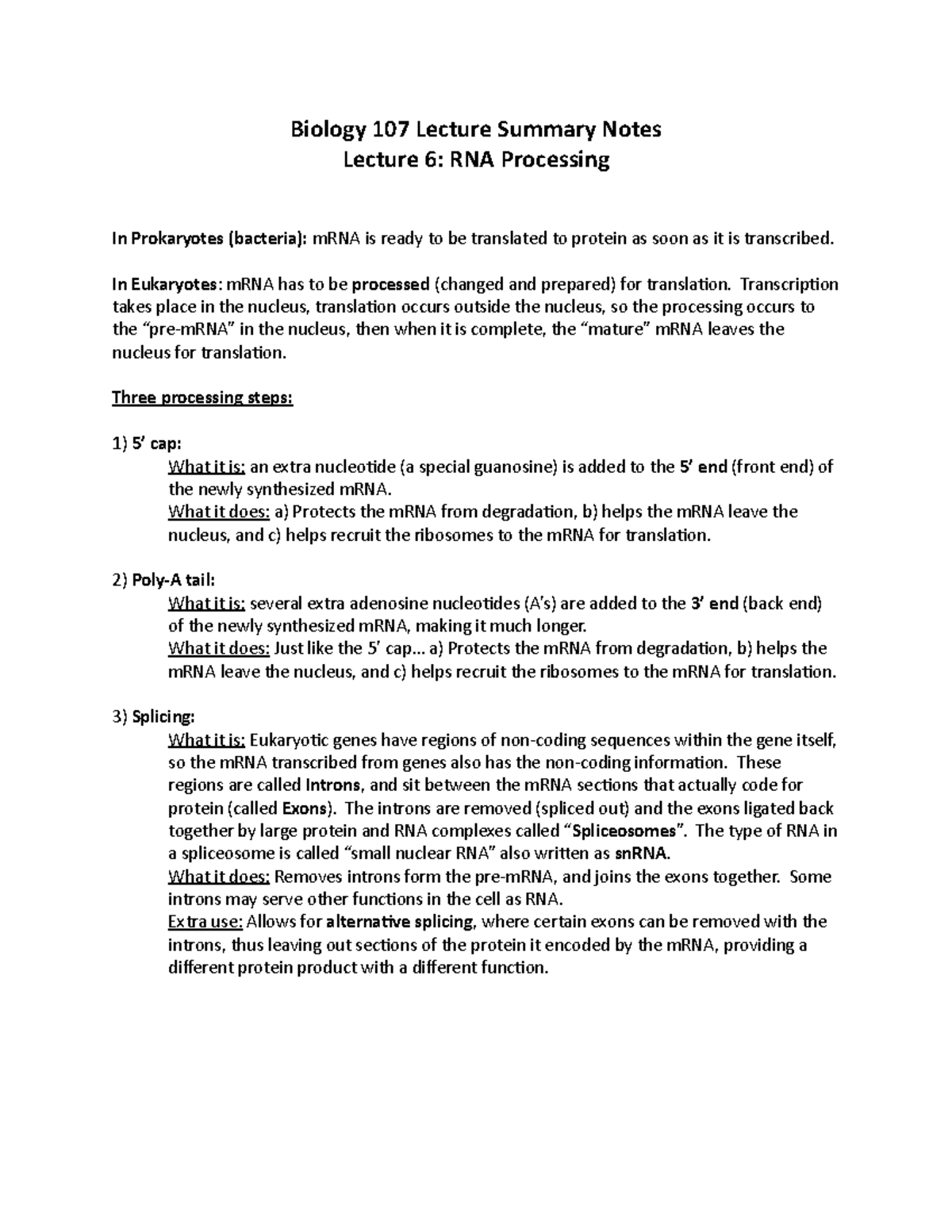 Lect 6 Summary Notes Sp 23 - Biology 107 Lecture Summary Notes Lecture ... Lect 6 Summary Notes Sp 23 - Biology 107 Lecture Summary Notes Lecture ...