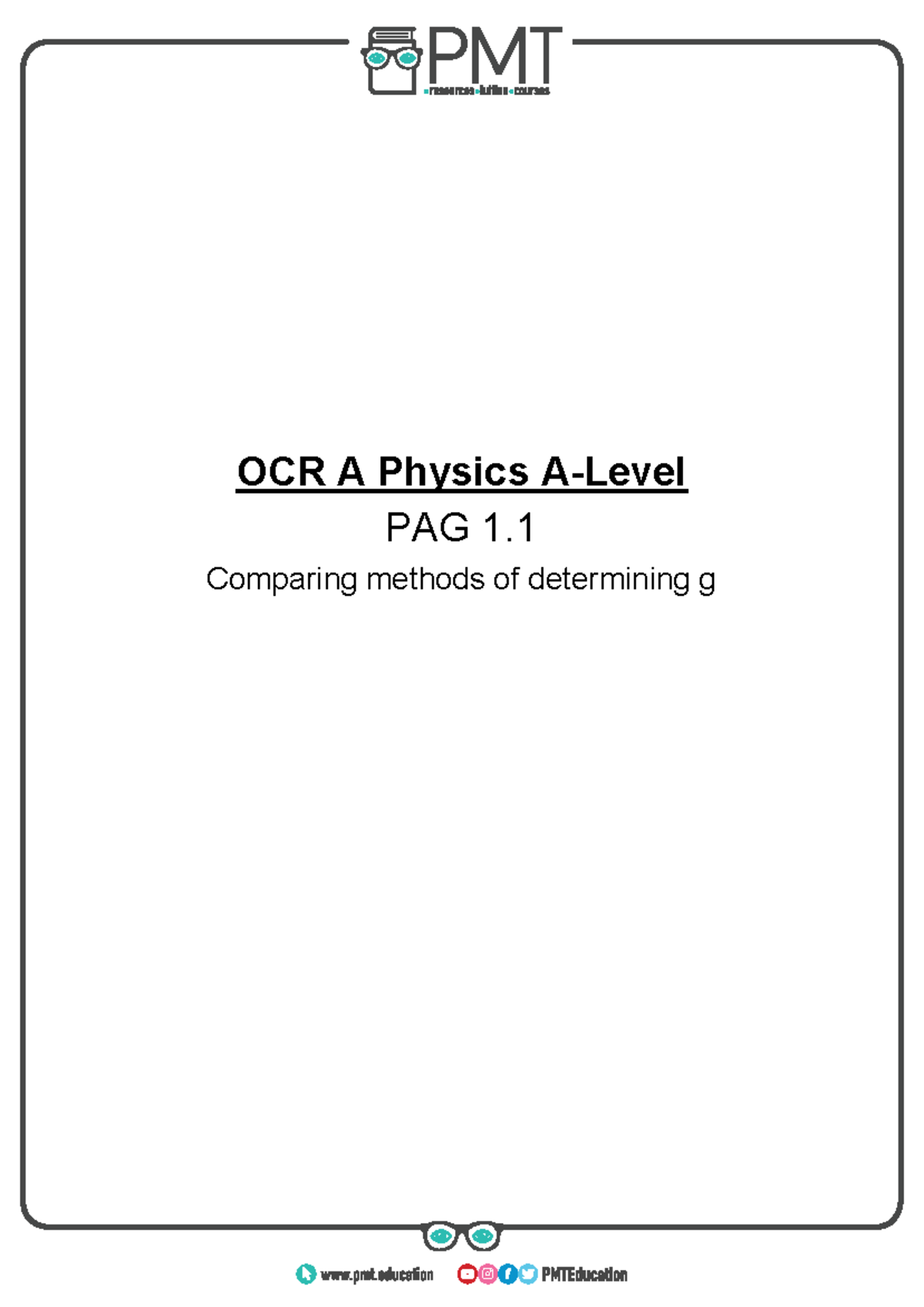 PAG 01.1 - Comparing methods of determining g - OCR A Physics A-Level ...