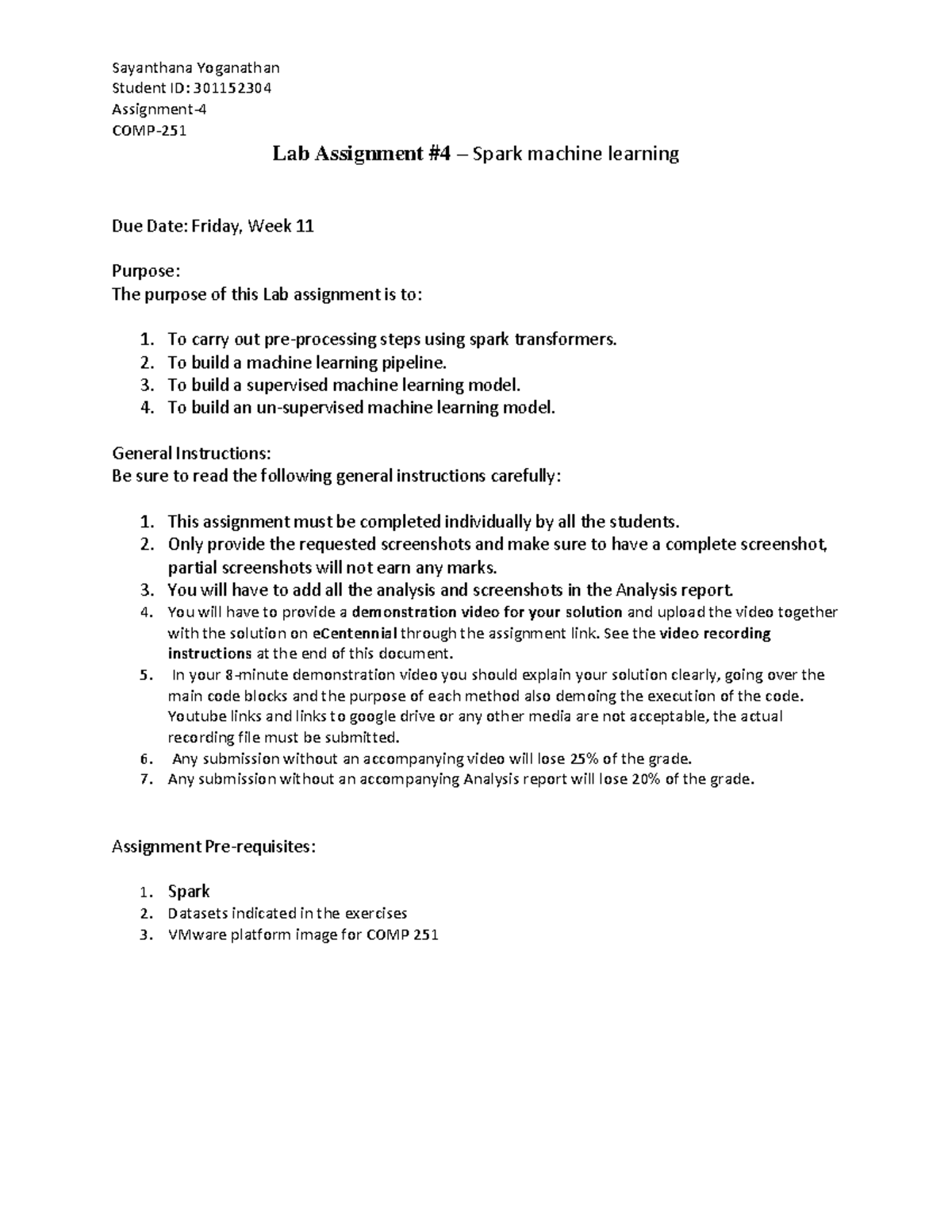 Sayanthana Yoganathan COM251 Assignment 4 - Student ID: 301152304 Assignment- 4 COMP- 251 Lab ...