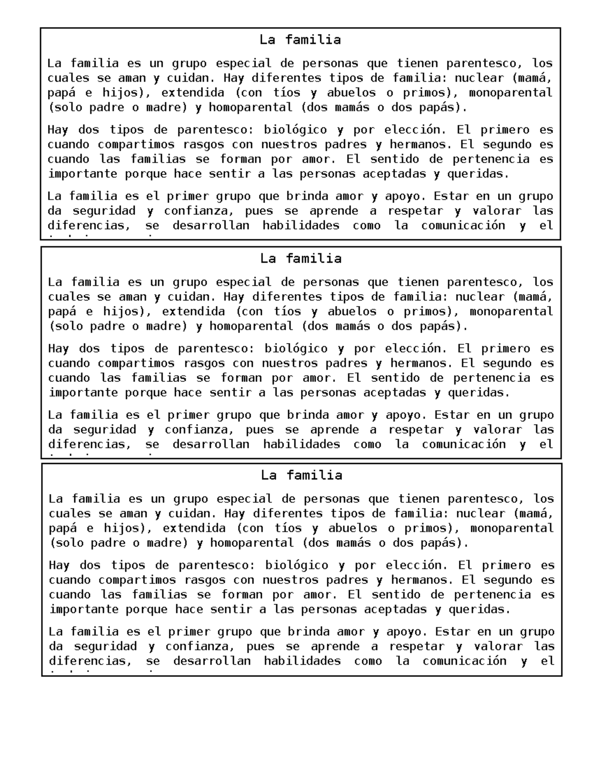 La familia - La familia La familia es un grupo especial de personas que ...