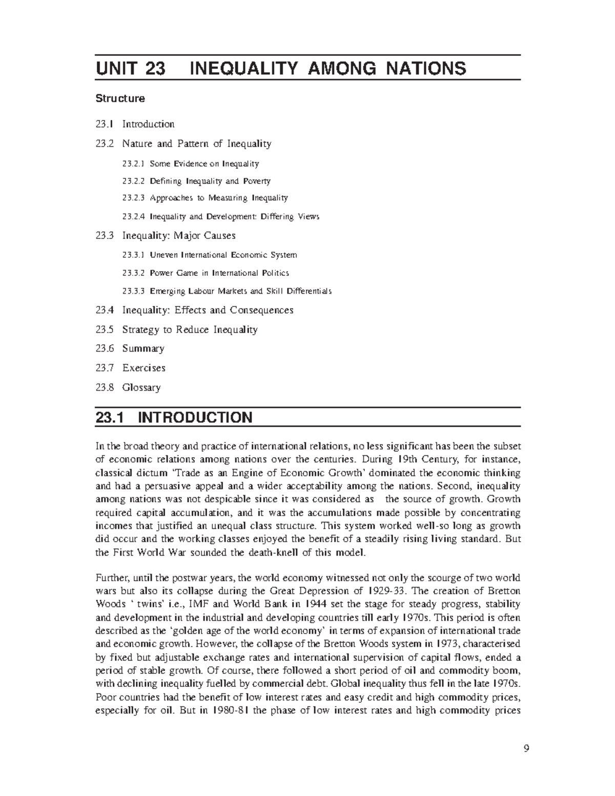 Unit-23 - Notes - UNIT 23 INEQUALITY AMONG NATIONS Structure 23 ...