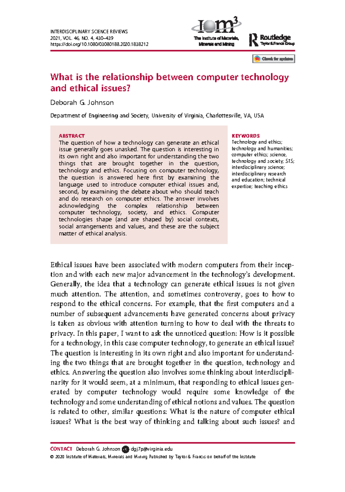 Computer Technology Article 2 - What is the relationship between ...