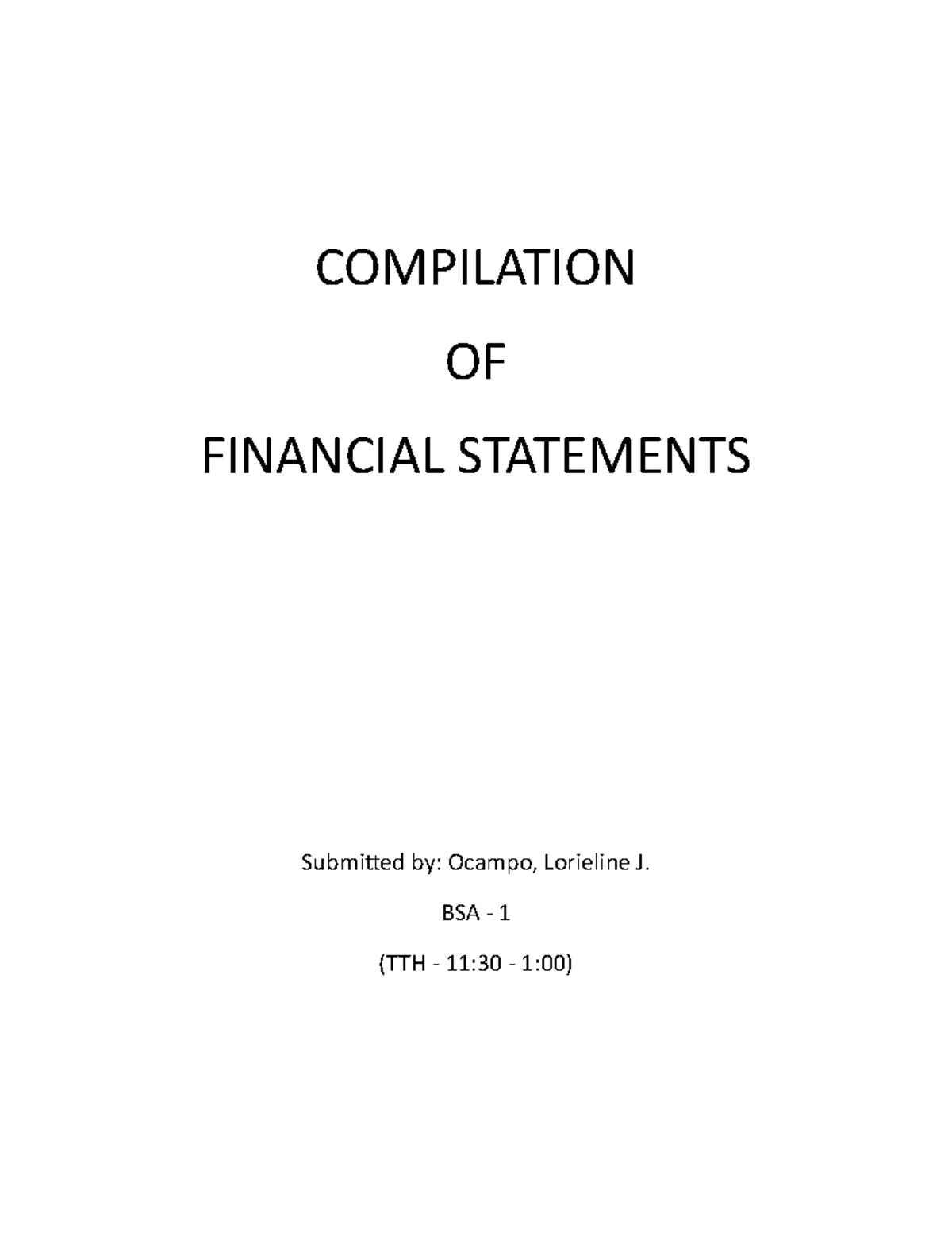 Finacct - ECNBKJN - COMPILATION OF FINANCIAL STATEMENTS Submitted by ...