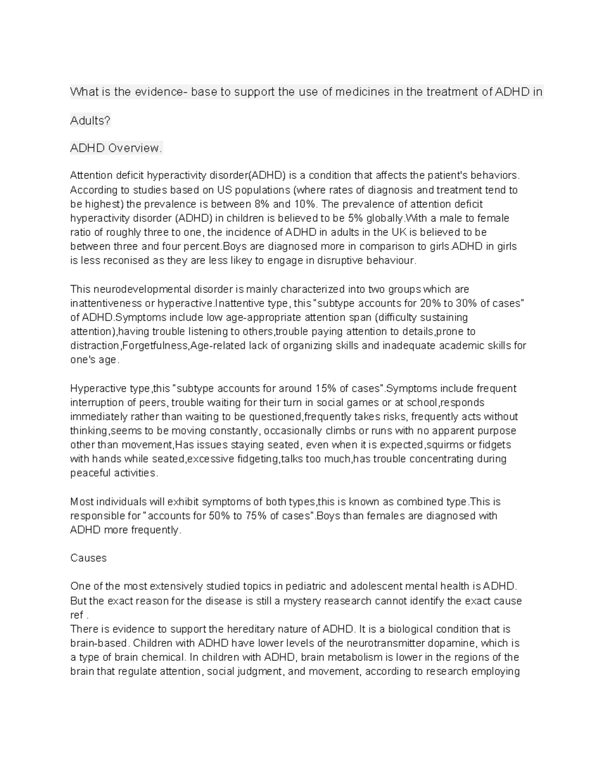 EBM ADHD in adults - adhd - What is the evidence- base to support the ...