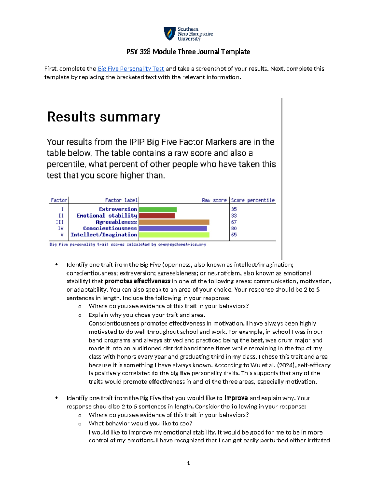 PSY 328 Module Three Journal Template - PSY 328 Module Three Journal ...