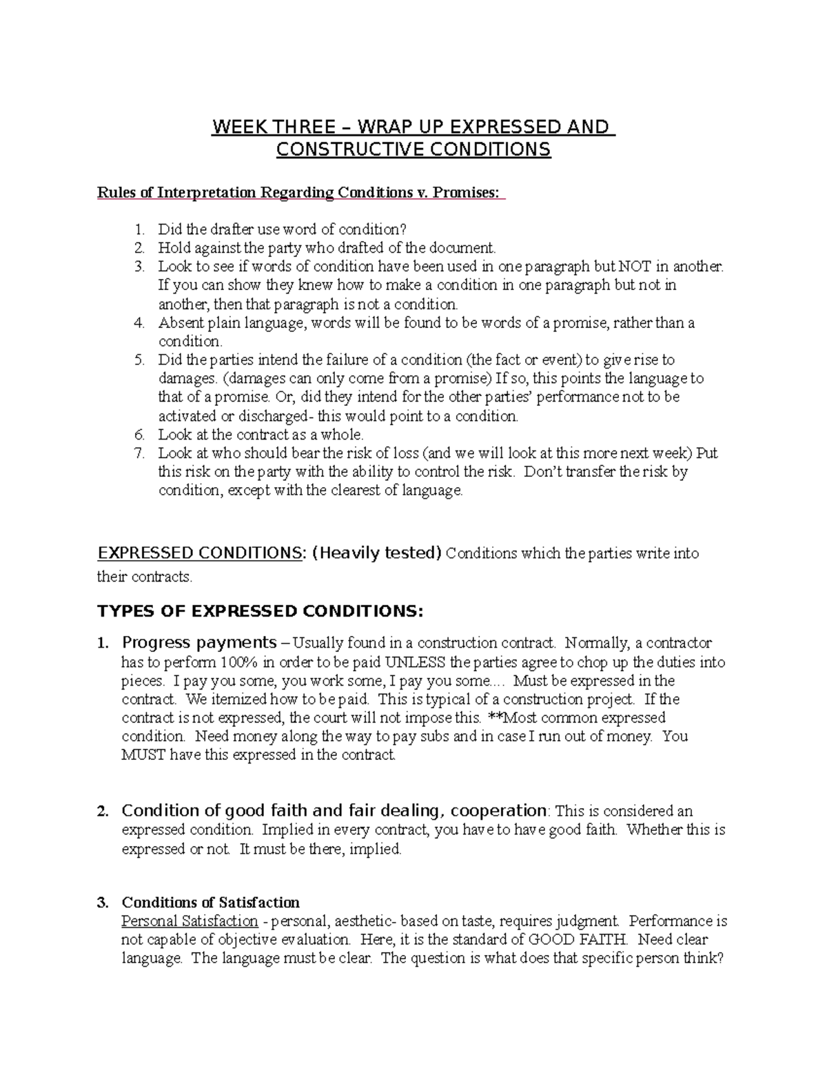 Week 3 Wrap Up - contracts 2 - WEEK THREE – WRAP UP EXPRESSED AND ...