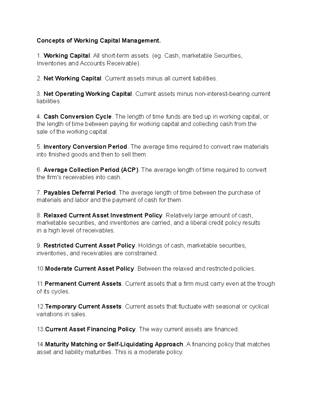 Concepts of Working Capital Management - Working Capital. All short ...