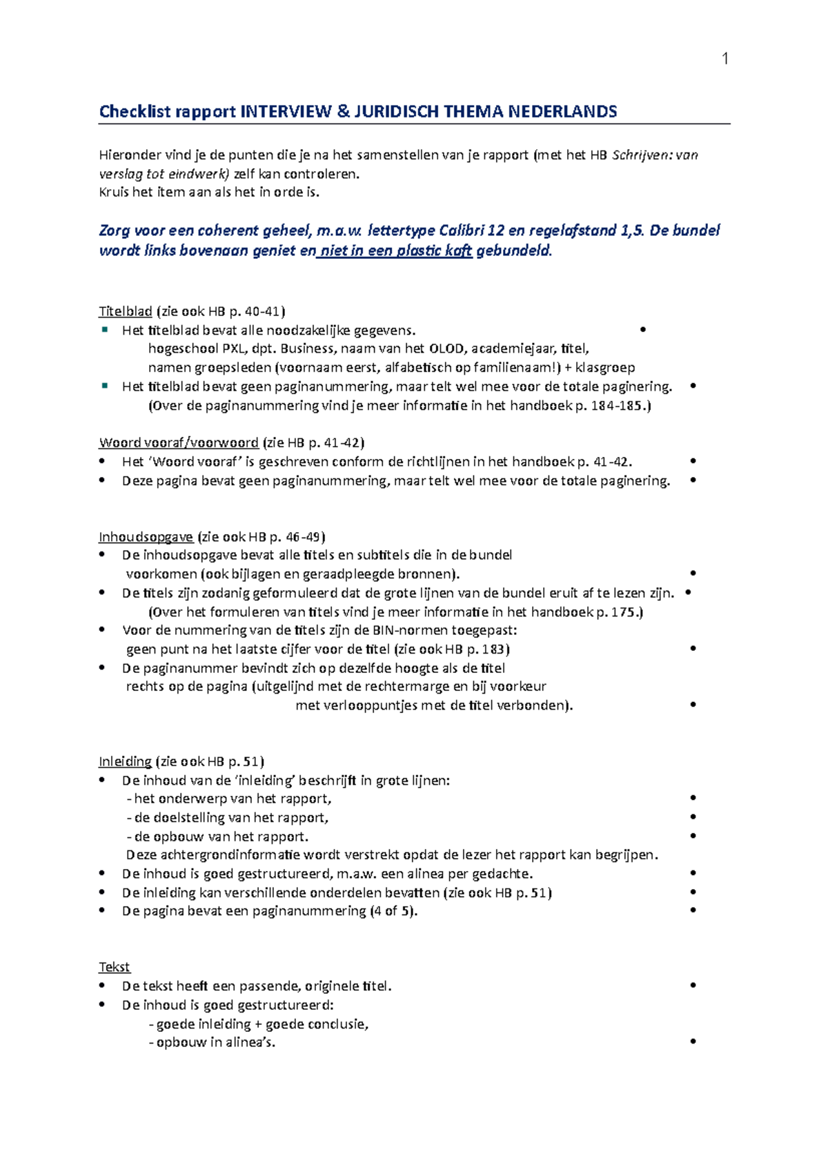 Checklist rapport Nederlands 2 - Checklist rapport INTERVIEW ...