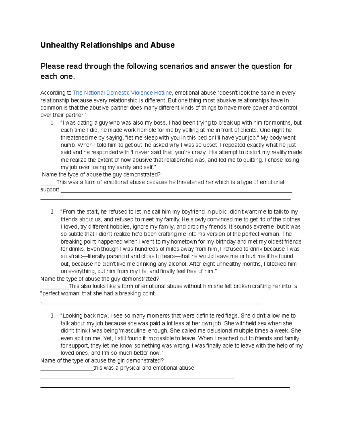 [Template] Unhealthy Relationships and Abuse Test - Unhealthy ...