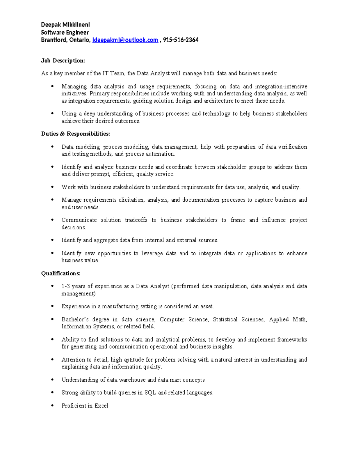 Assignment 2 PART-2 (1) - Software Engineer Brantford, Ontario, ideepakmj@outlook , 915-516- Job ...