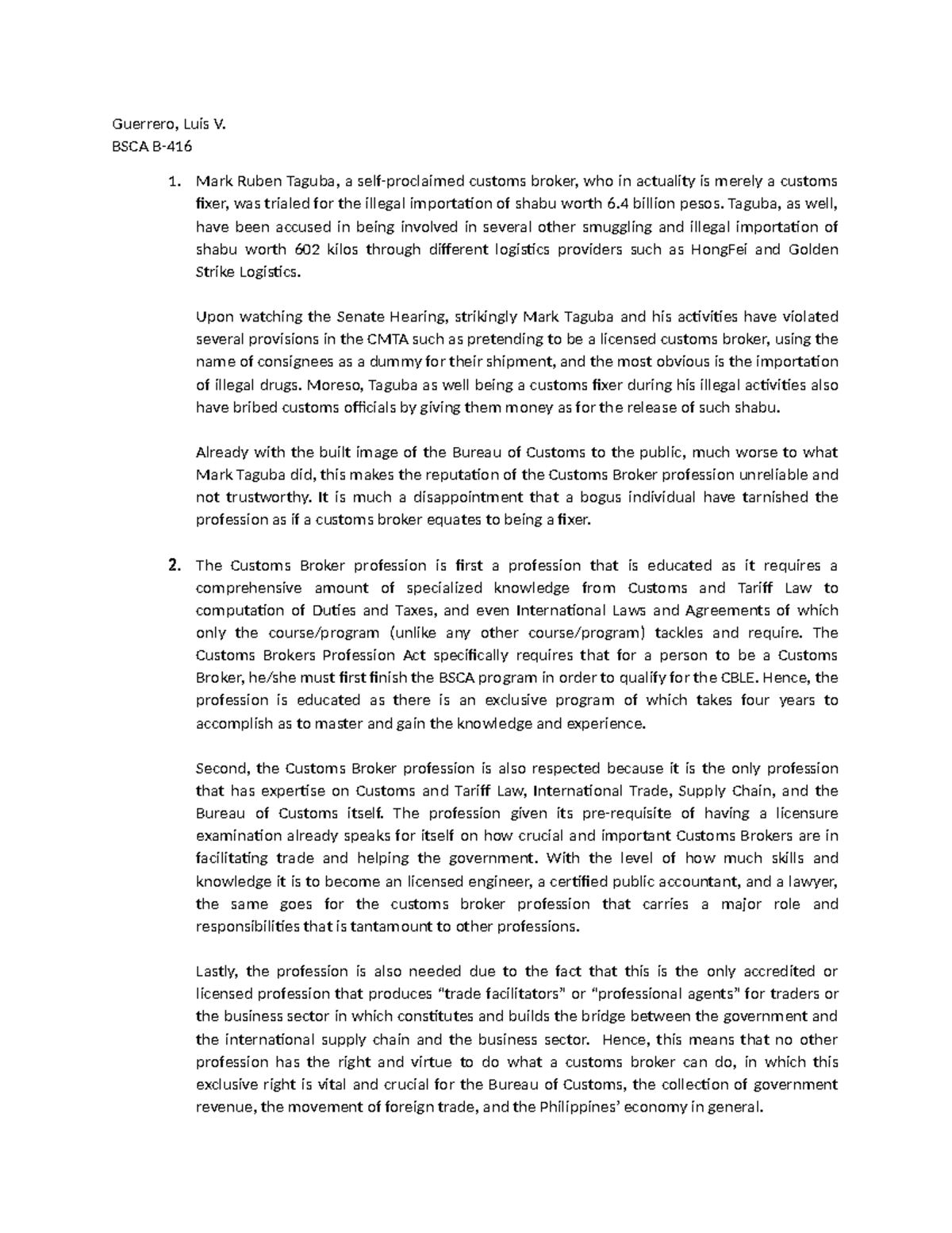 Guerrero - Quiz - sadasdasda - Guerrero, Luis V. BSCA B- 1. Mark Ruben ...