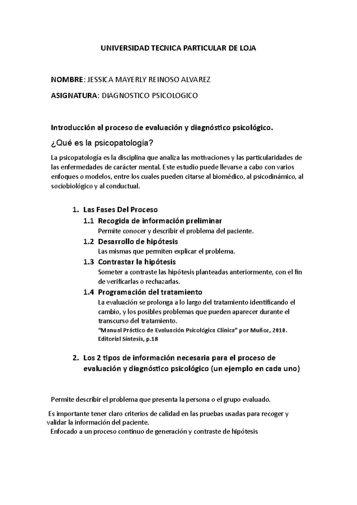Diagnostico psicologico foro - UNIVERSIDAD TECNICA PARTICULAR DE LOJA ...