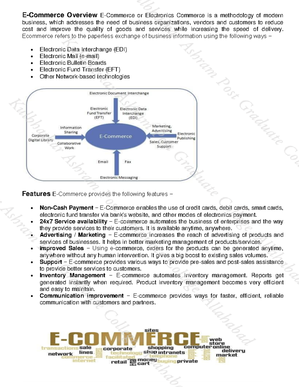 BCA-6 Topic - E-Commerce - E-Commerce Overview E-Commerce or ...