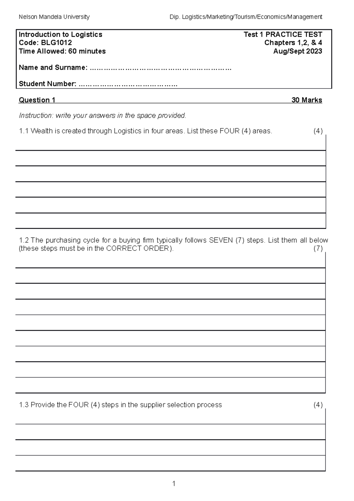 BLG1012 Practice Test 1 - August 2023 1e898c991270 aaaf371e65050 ...