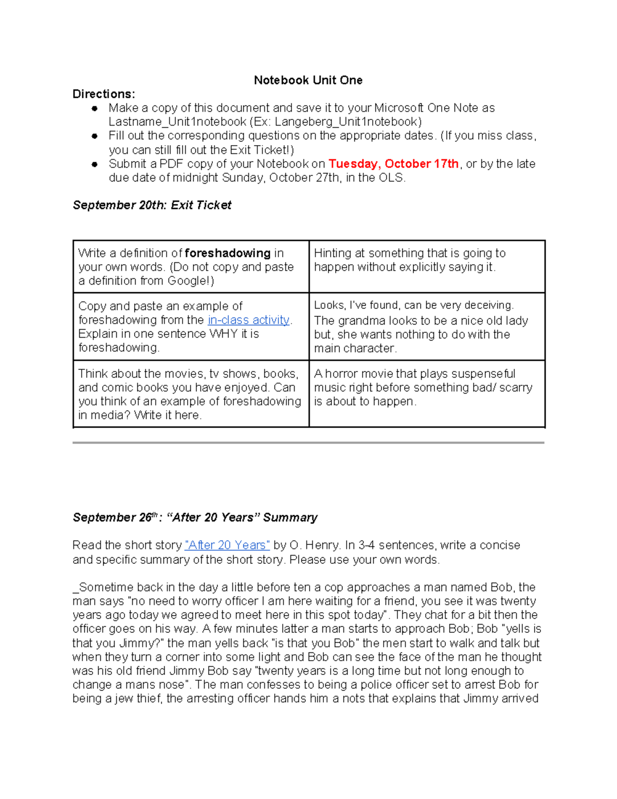 Notebook Unit One - Notebook Unit One Directions: Make a copy of this ...