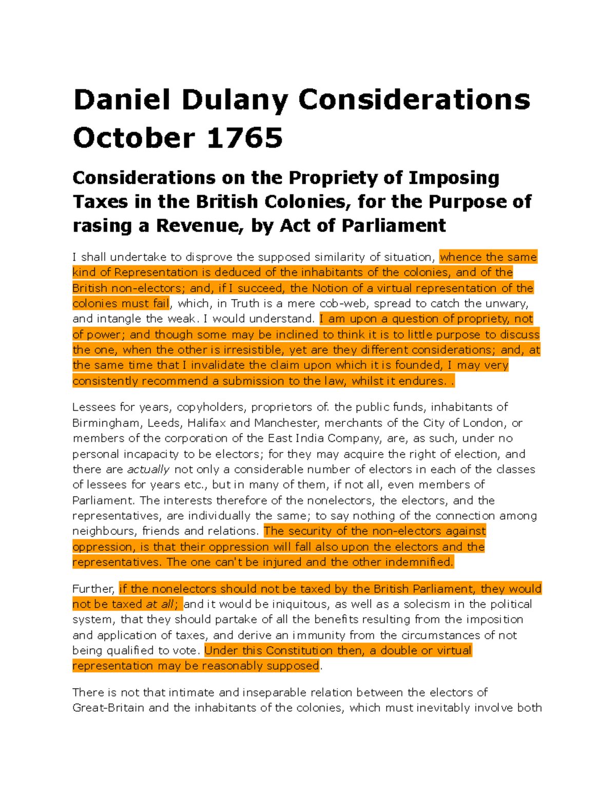 Daniel dulany work awesome - Daniel Dulany Considerations October 1765 ...