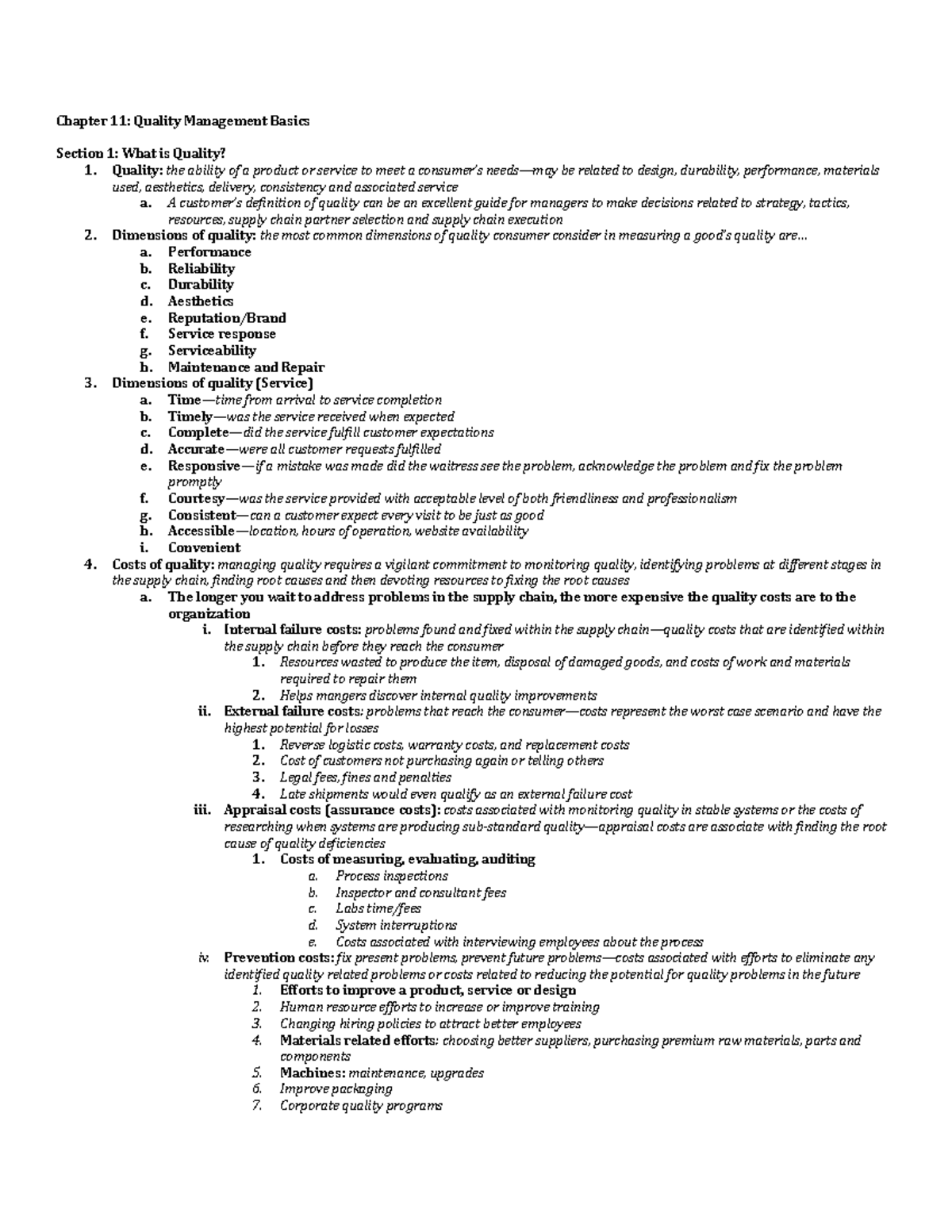 Module 11 SCM300 - Chapter 11: Quality Management Basics Section 1 ...