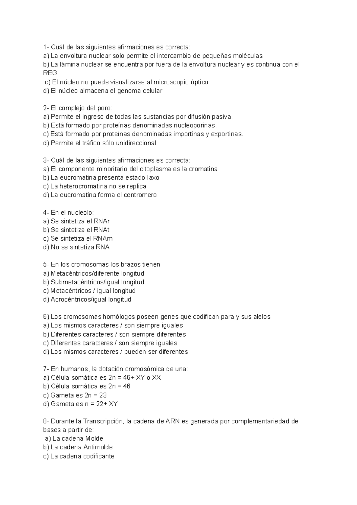 Trabajo Unidad 1 (Microscopio) - 1- Cuál de las siguientes afirmaciones ...