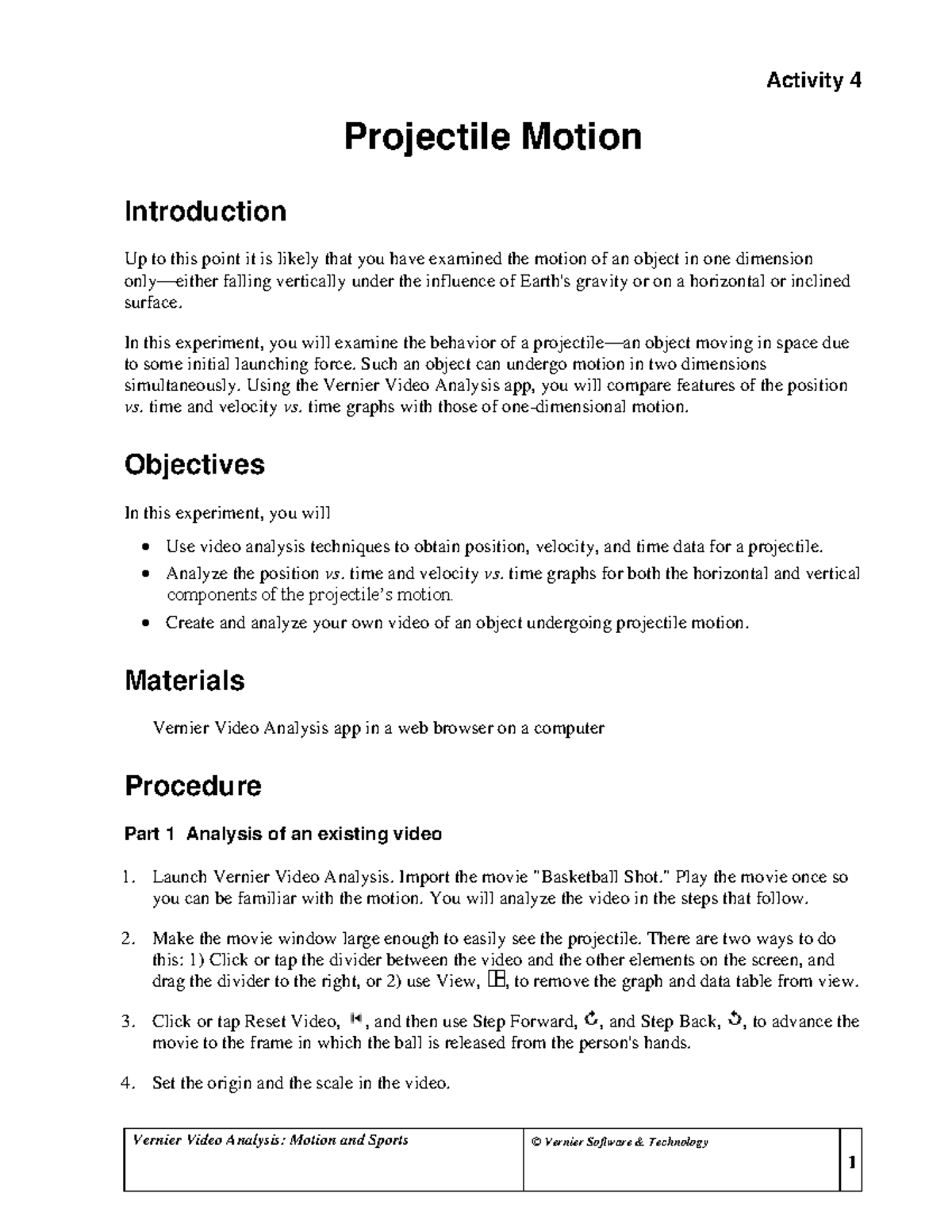 HSB Vvams 04 Projectile Motion ADA Raines, Nia - Vernier Video Analysis ...
