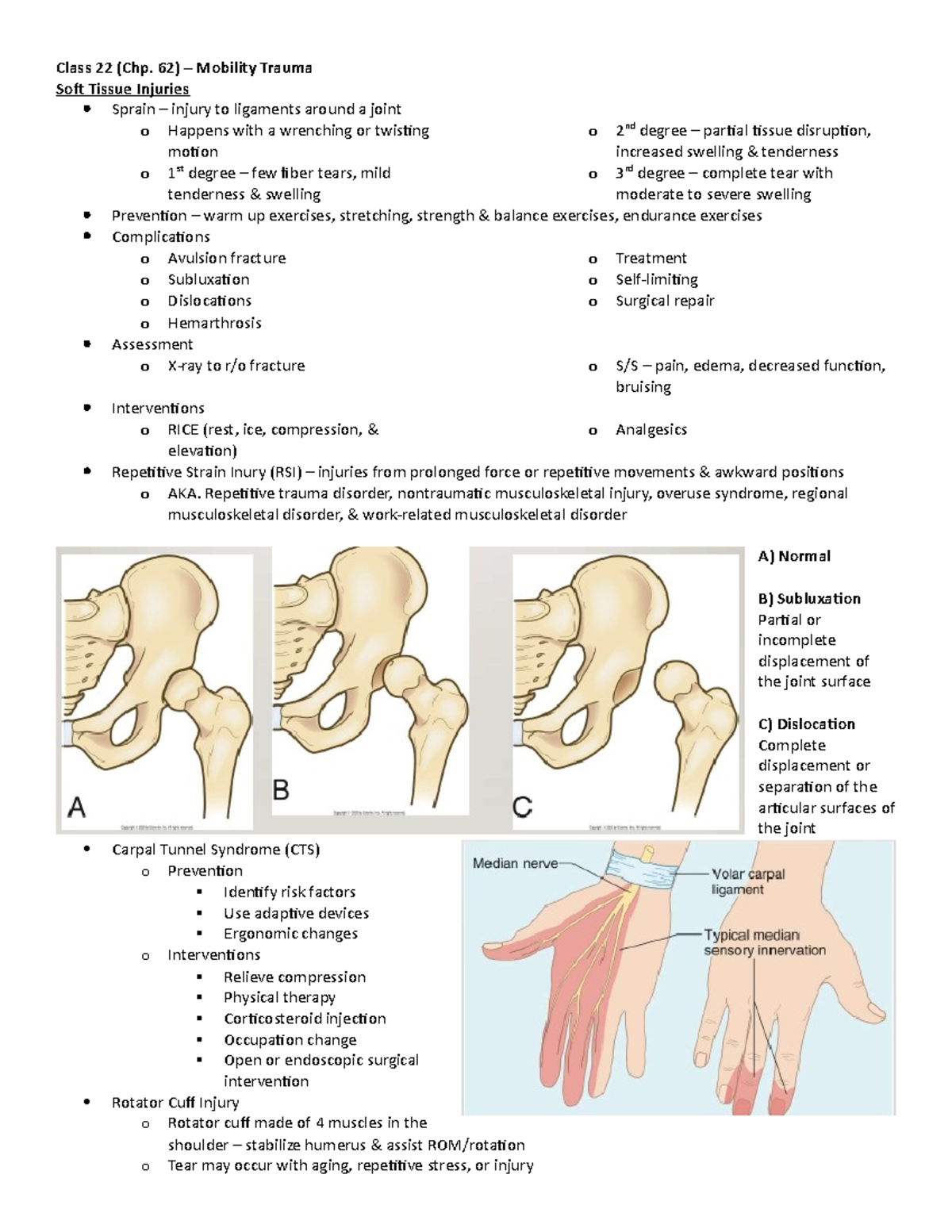 Medical-Surgical Nursing: Mobility Trauma - Soft Tissue Injuries Sprain ...
