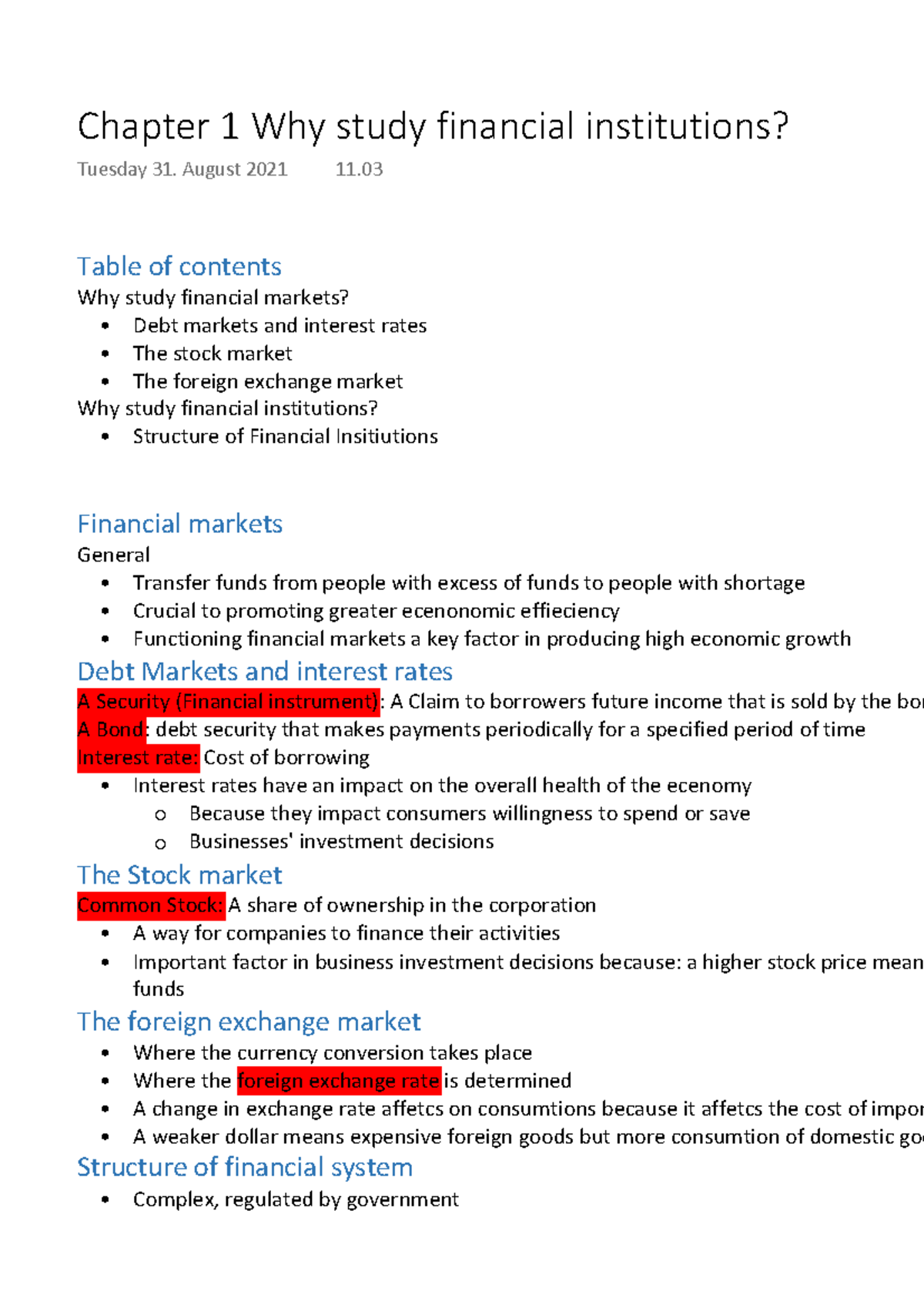 Chapter 1 Why study financial institutions - Table of contents Why ...