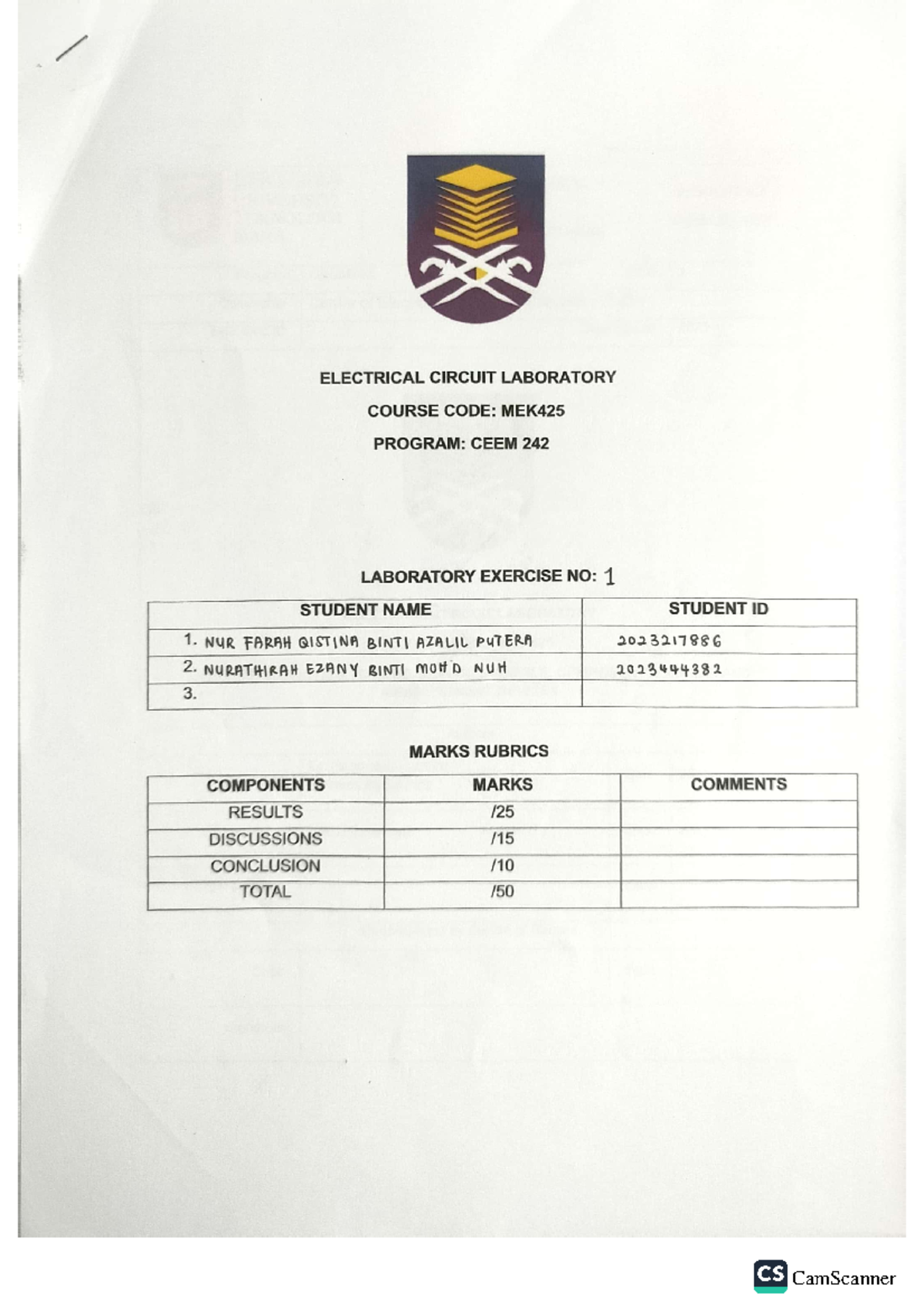 Lab Report Electric Lab 1 - Electric Part 2 - Studocu