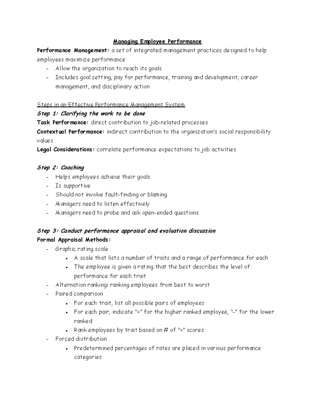 Class 7 - notes - Managing Employee Performance Performance Management ...