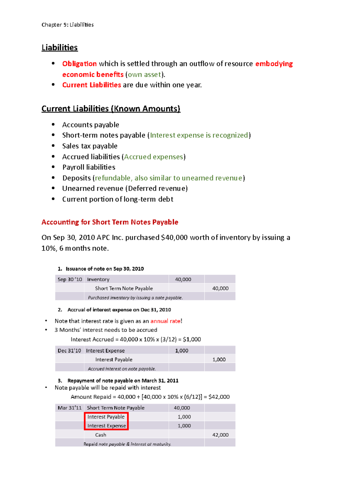 Chapter 9 - Summary Financial Accounting - Chapter 9: Liabilities ...