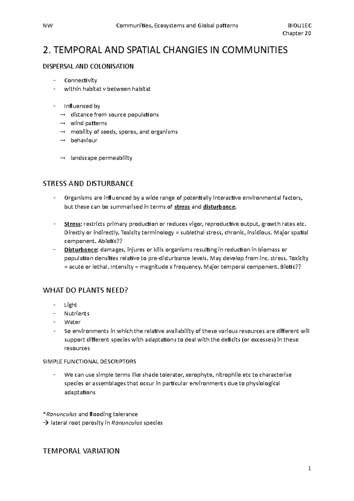 2. Temporal and Spatial Variation - Stirling - Studocu