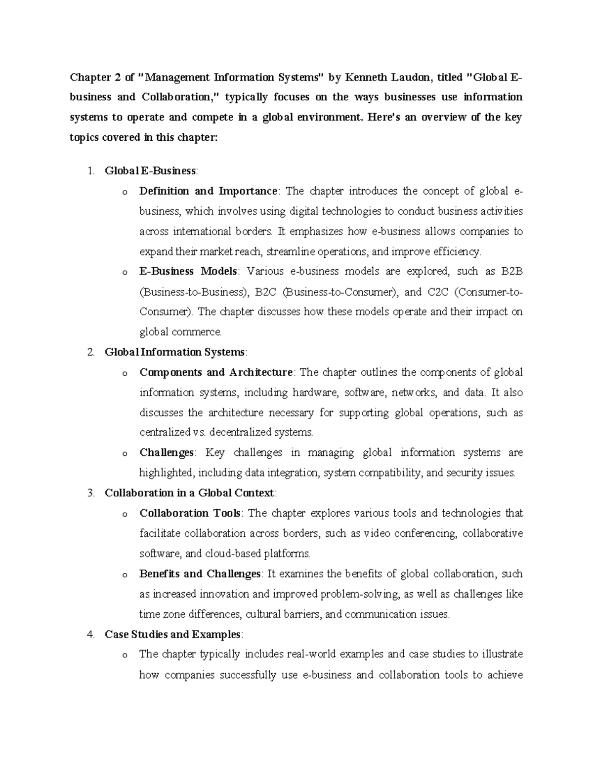 MIS Laudon PART TWO Overview - Chapter 2 of "Management Information ...
