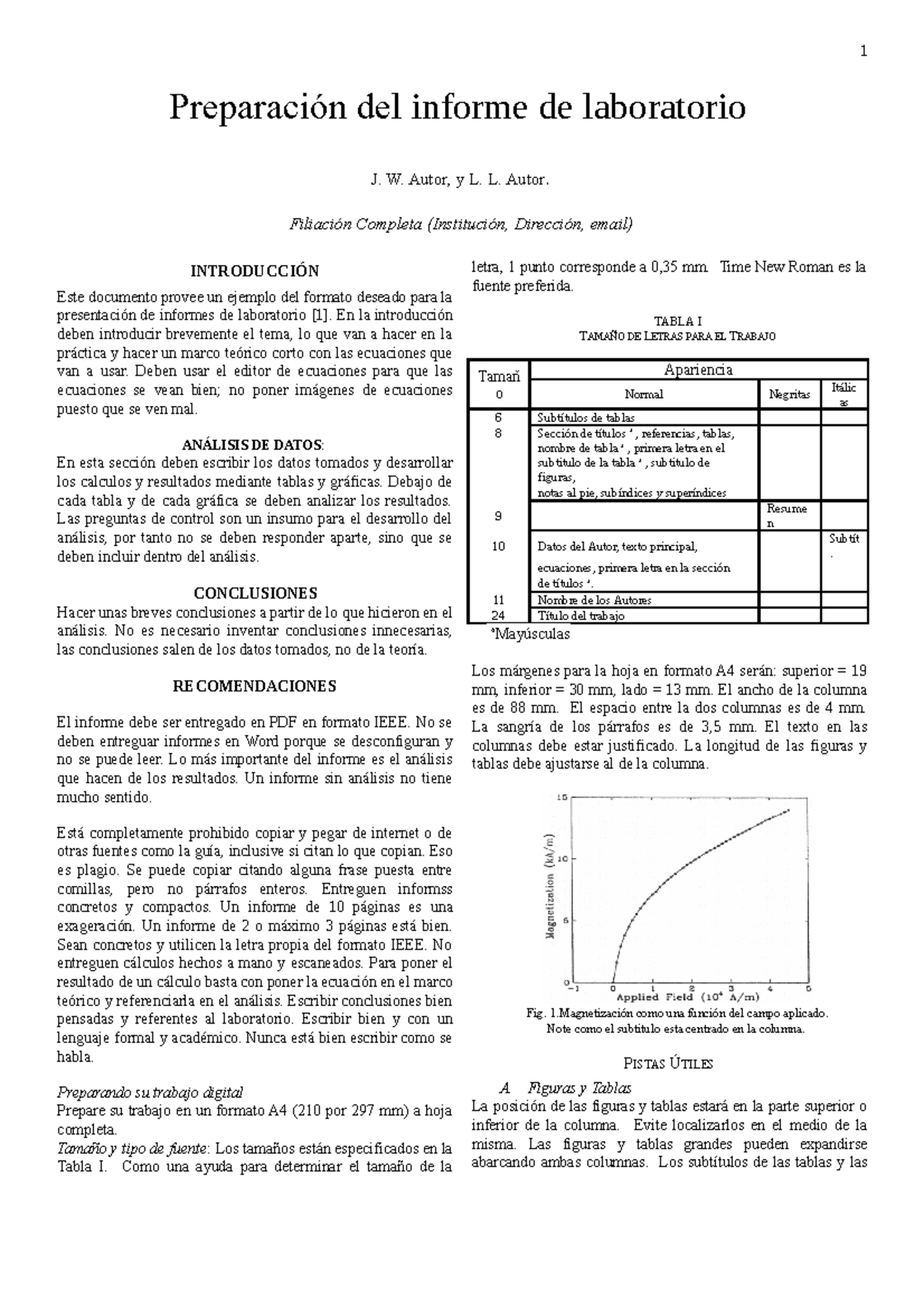 Plantilla Lab Def 1 Preparación Del Informe De Laboratorio J W